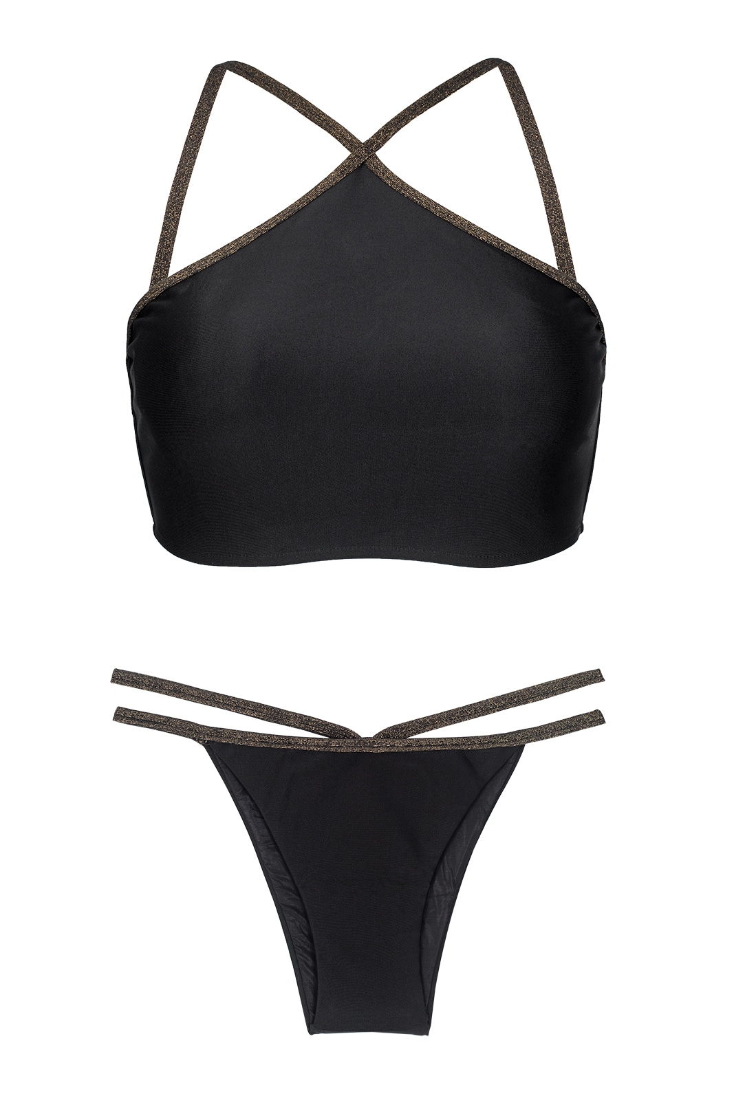 Rio De Sol Biquini De Tirinhas Com Lurex Radiante Cropped Neck Até 30 Dias Para Trocar